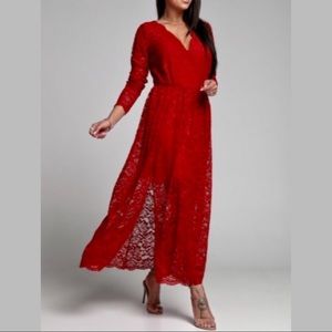 Dresses | Red Lace Dress | Poshmark